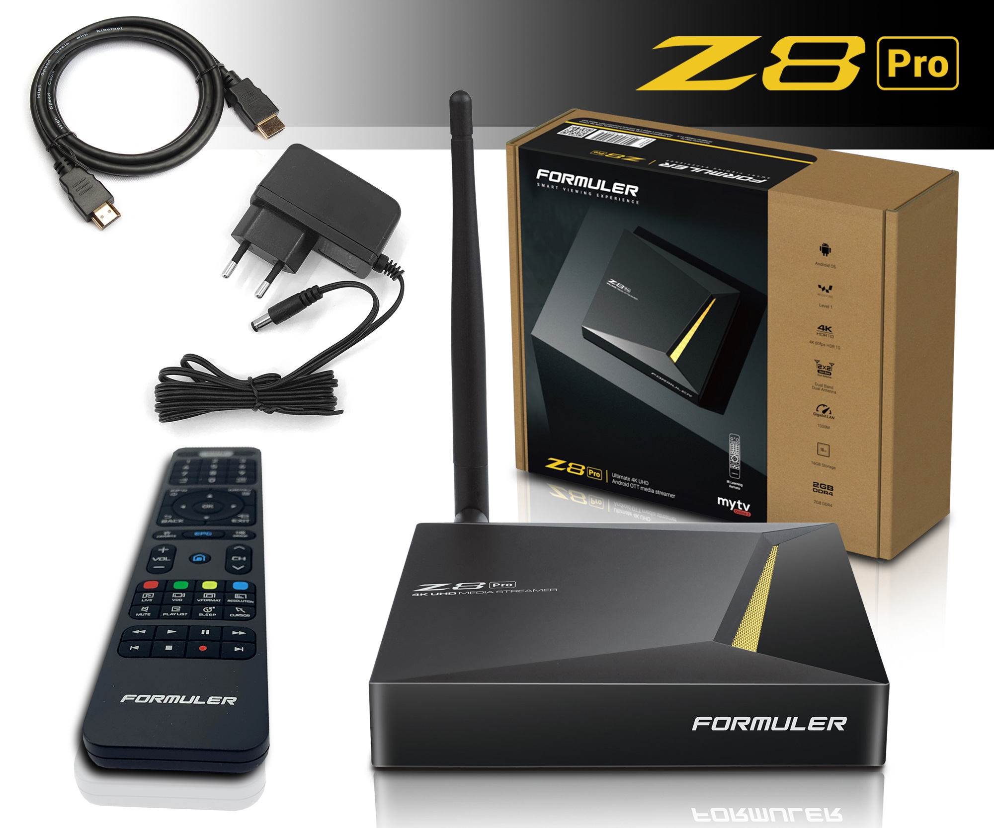 Formuler Z8 Pro 5G 4K UHD IPTV Android 7 Player H.265 2GB RAM 16GB ...