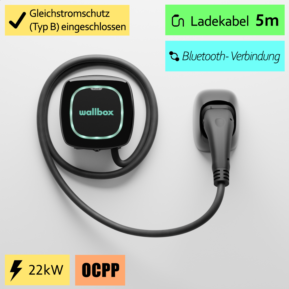Wallbox Pulsar Plus OCPP Wallbox, Typ 2, 22 kW, 5m, schwarz (PLP1-0-2-4 ...